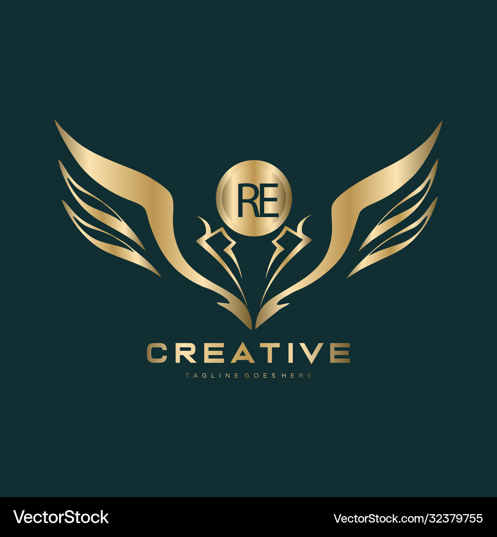 Re letter initial with royal luxury logo template Vector Image