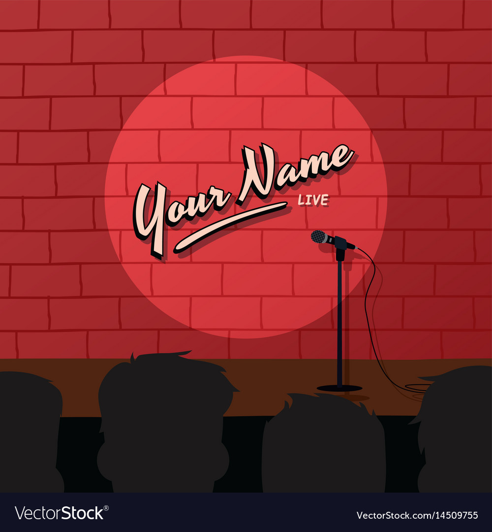 Red Brick Stand Up Comedy Cartoon Theme Royalty Free Vector