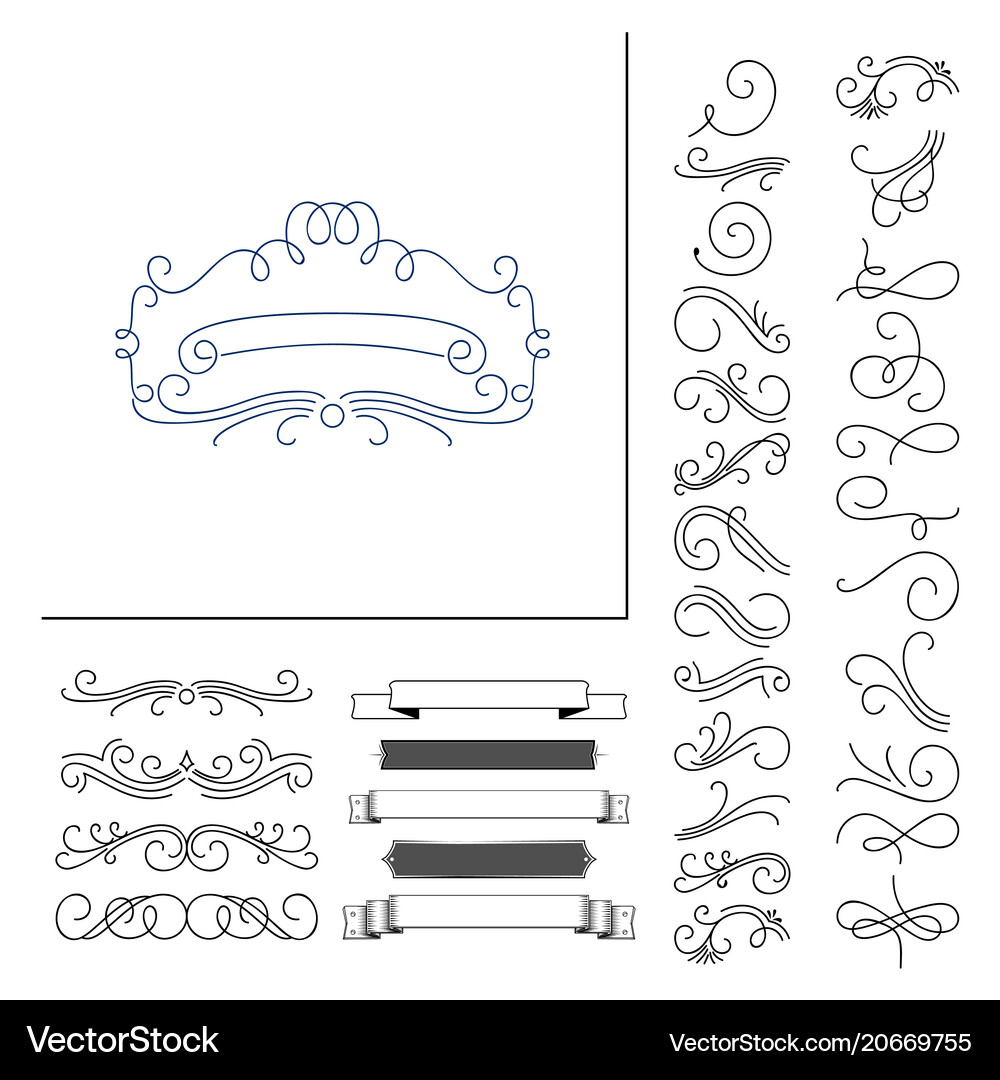 Set of hand drawn flourish elements Royalty Free Vector