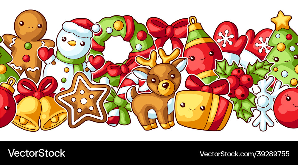 Sweet merry christmas seamless pattern cute Vector Image