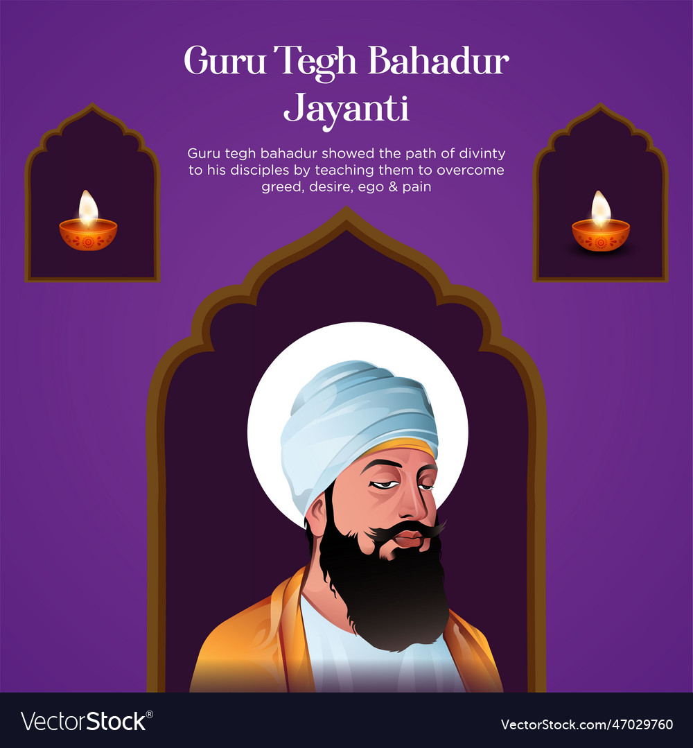Banner design of guru tegh bahadur jayanti Vector Image
