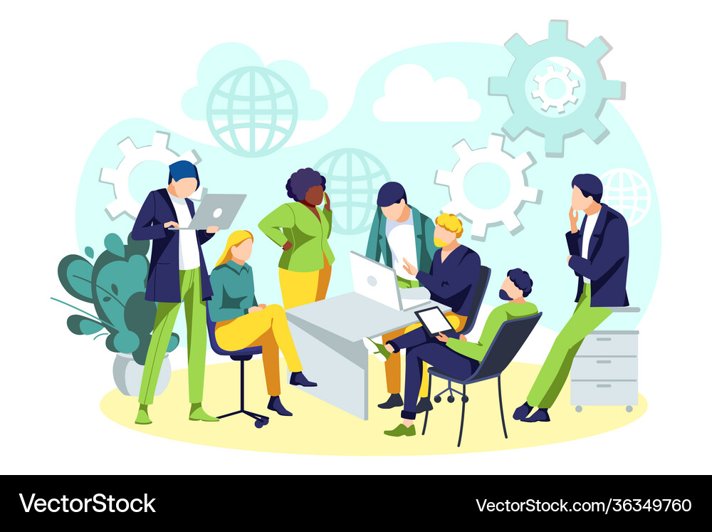 Business characters working in office Royalty Free Vector