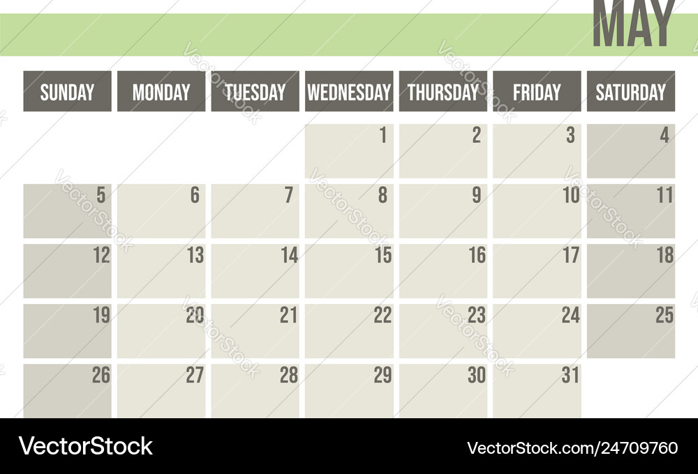 Calendar planner 2019 monthly planner may Vector Image