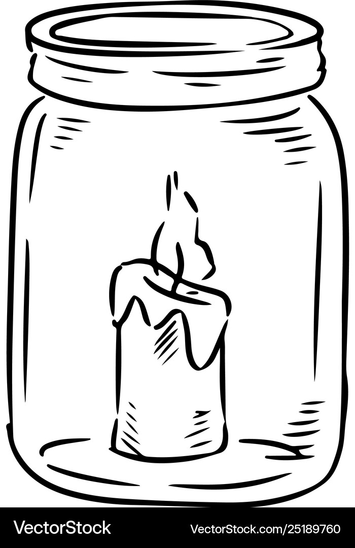 Candle in jar doodle sketch light Royalty Free Vector Image