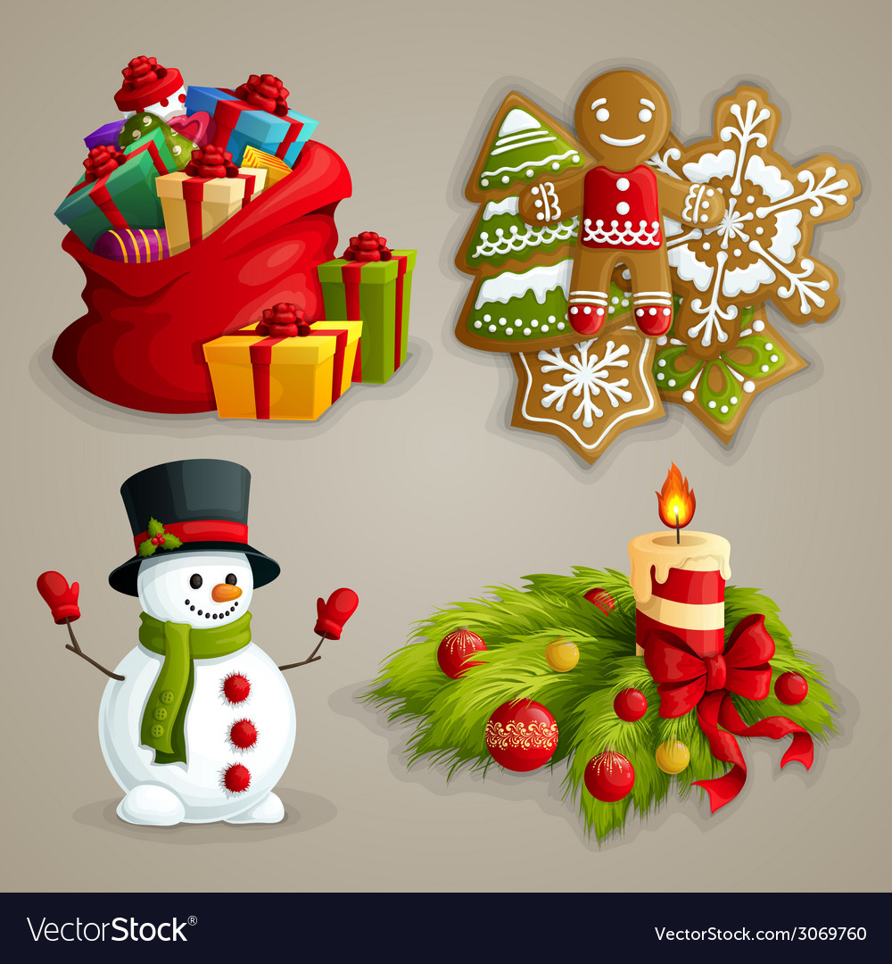 Christmas icons set Royalty Free Vector Image - VectorStock