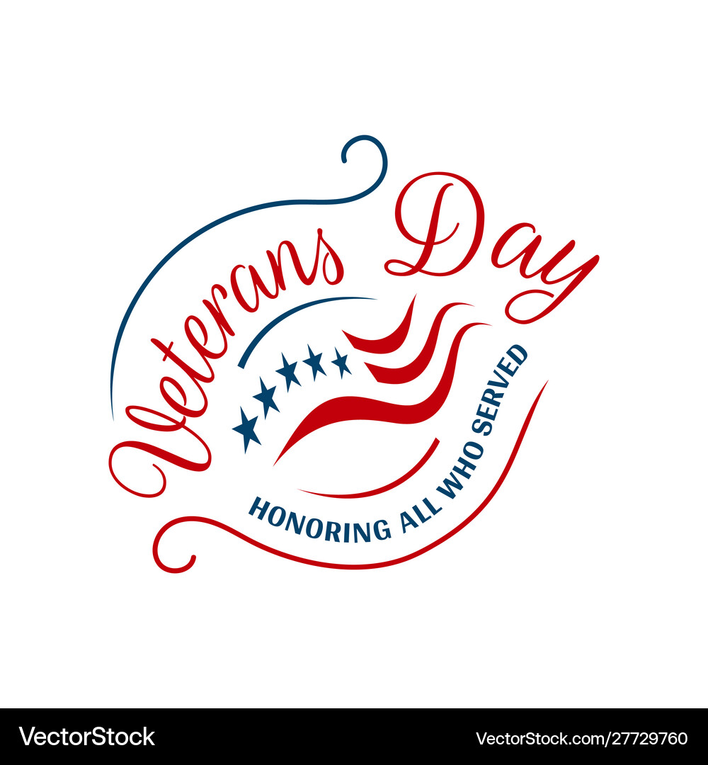 Circle style veterans day lettering background Vector Image