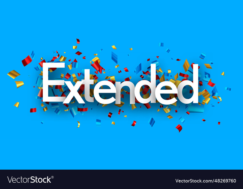 Extended sign over colorful cut out ribbon Vector Image