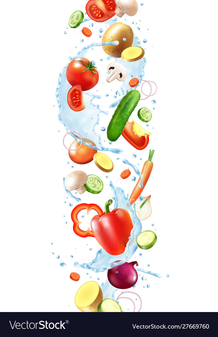 Falling vegetable drops composition Royalty Free Vector