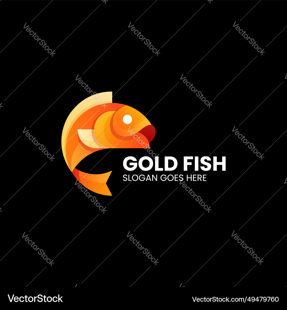 Logo gold fish gradient colorful style Royalty Free Vector