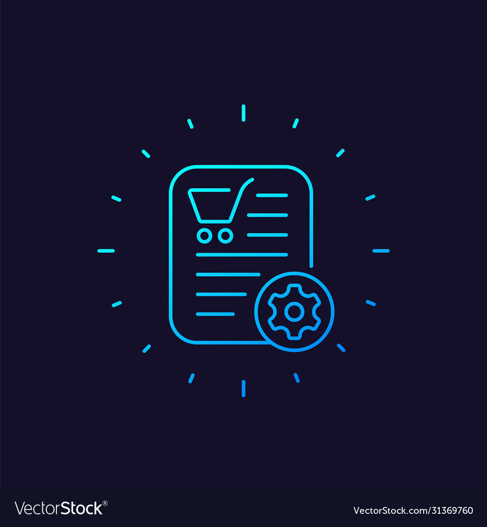 Order processing icon e-commerce linear Royalty Free Vector