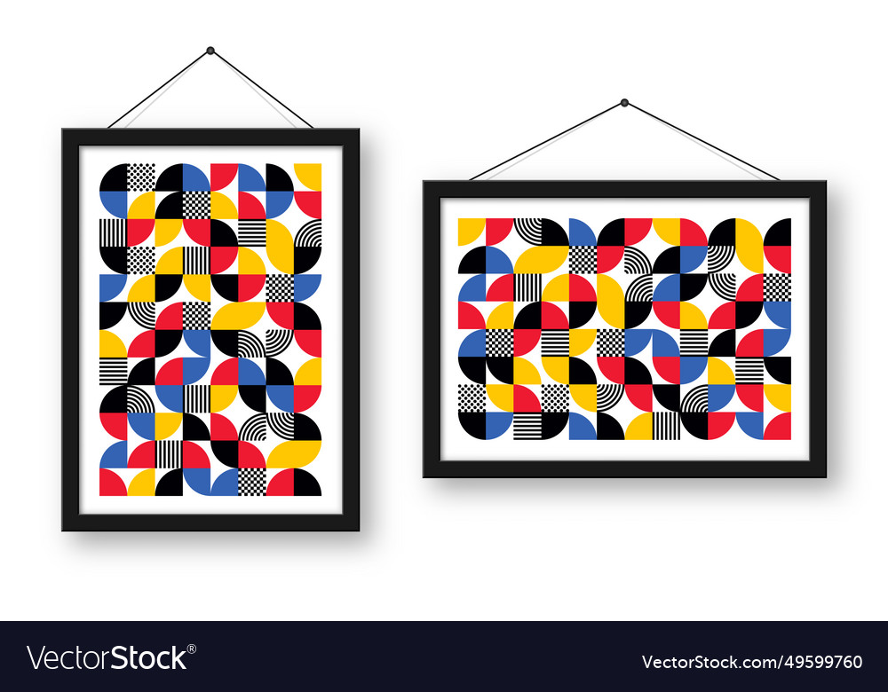 Picture frame with geometric trendy pattern Vector Image