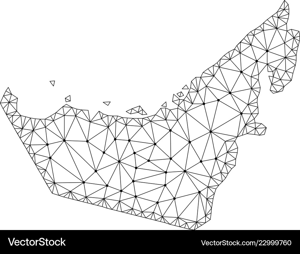 Polygonal wire frame mesh map of united Royalty Free Vector