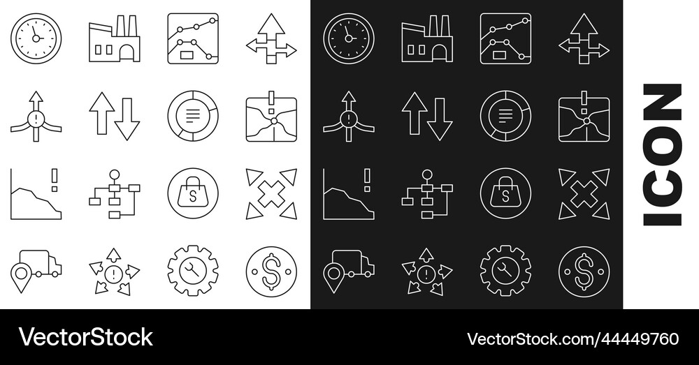 Set line dollar symbol many ways directional Vector Image