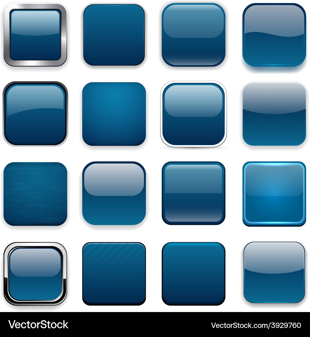 Square dark blue app icons Royalty Free Vector Image