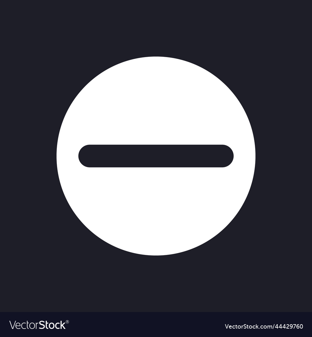 Subtraction button dark mode glyph ui icon Vector Image