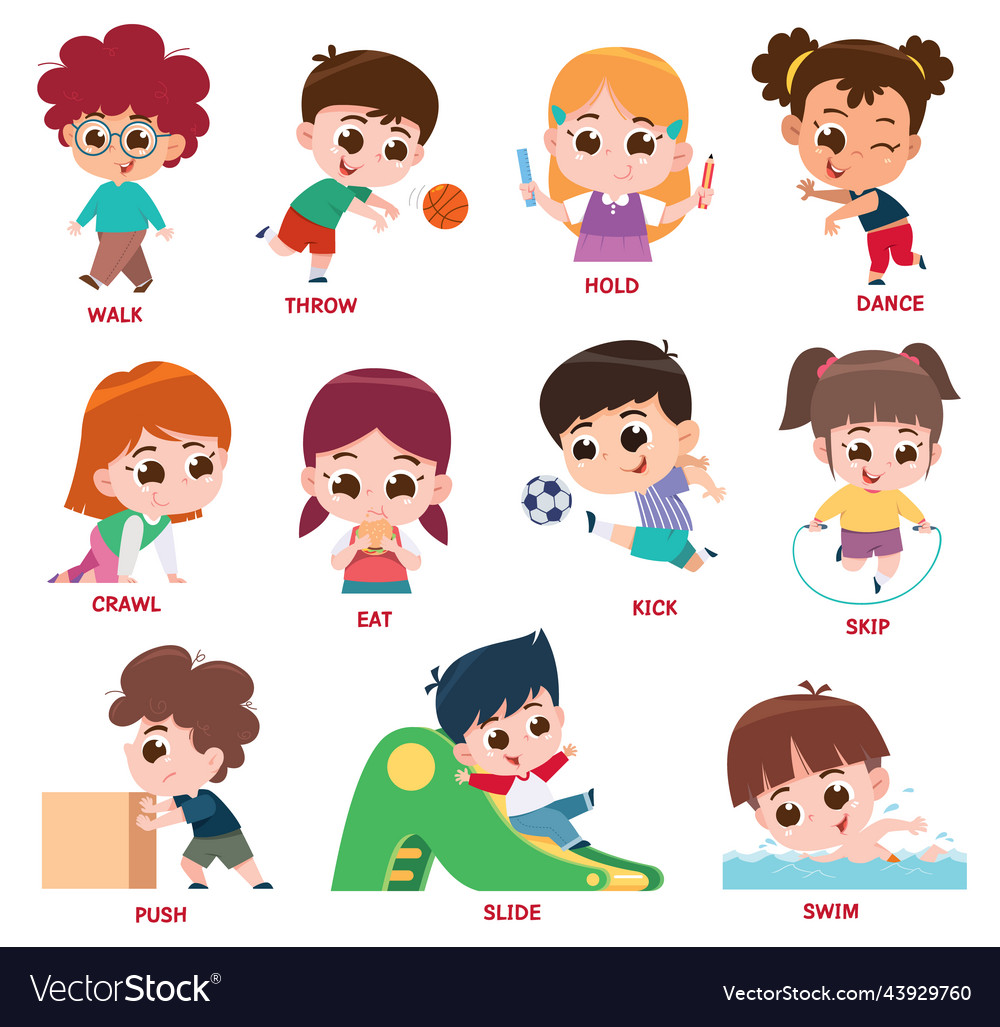Verbs expressing actions Royalty Free Vector Image