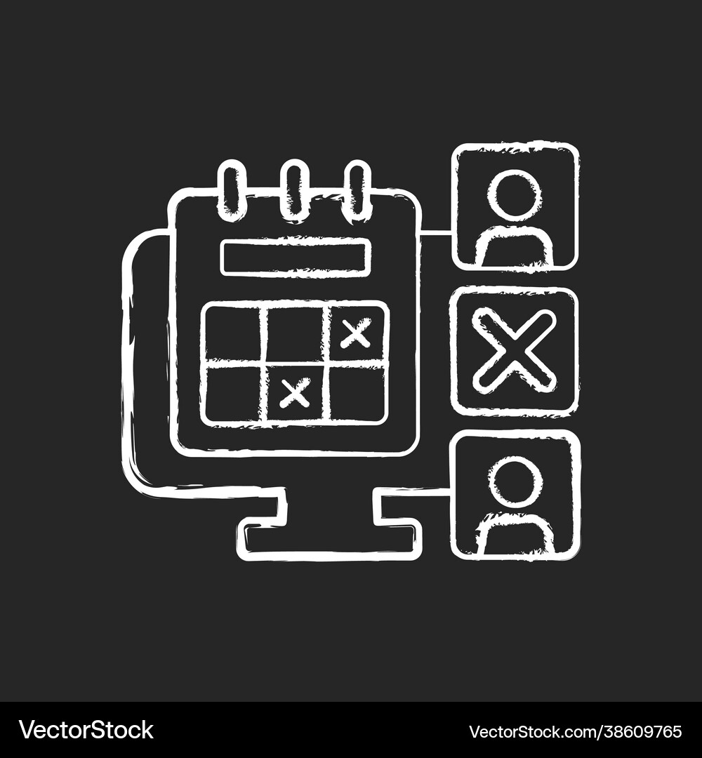 Absence calendar chalk white icon on dark Vector Image
