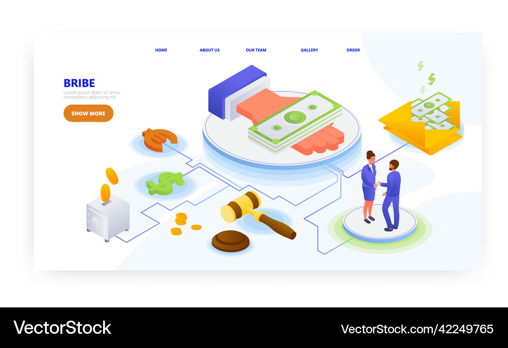 Bribe landing page design website banner Vector Image