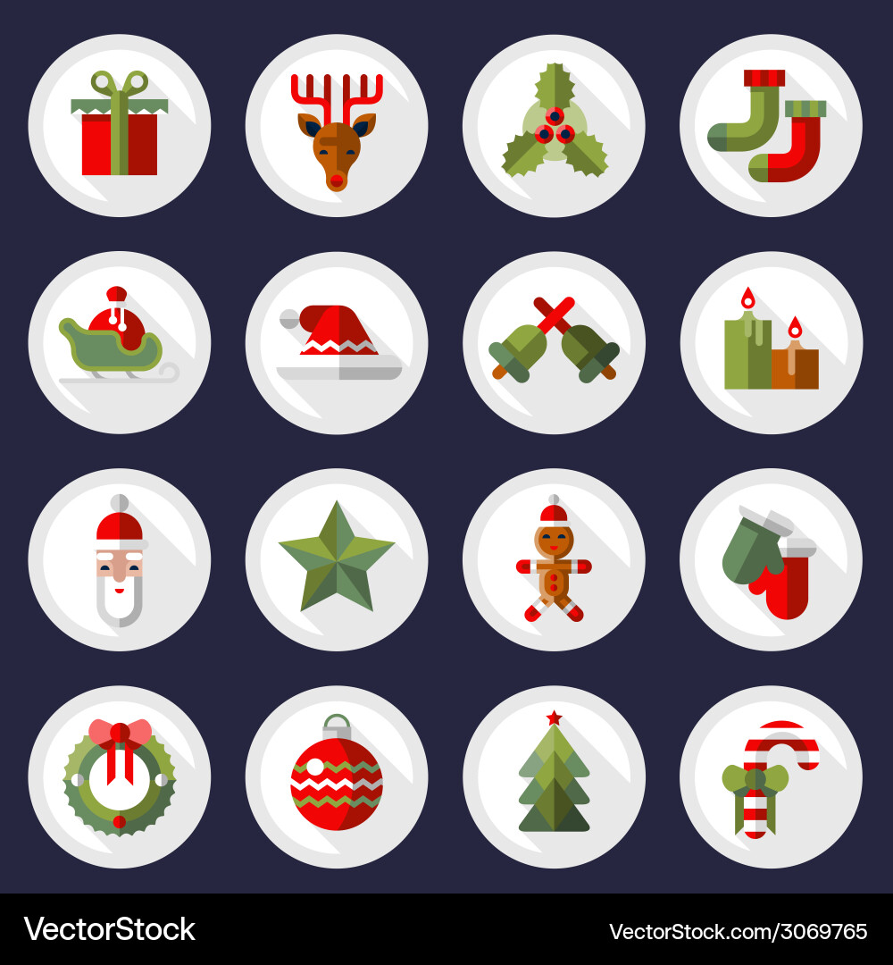 Christmas icons buttons set Royalty Free Vector Image