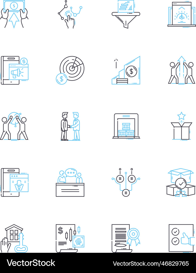 Financial returns linear icons set profitability Vector Image