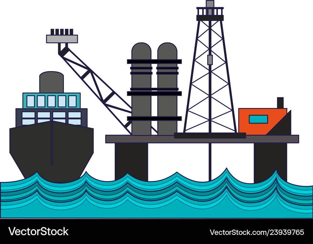 Freighter ship with container in the sea Vector Image