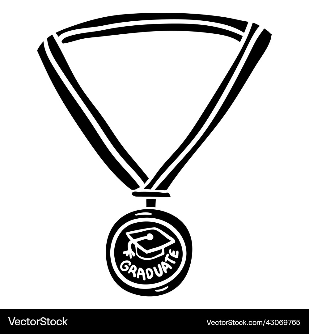 Graduation medal black Royalty Free Vector Image