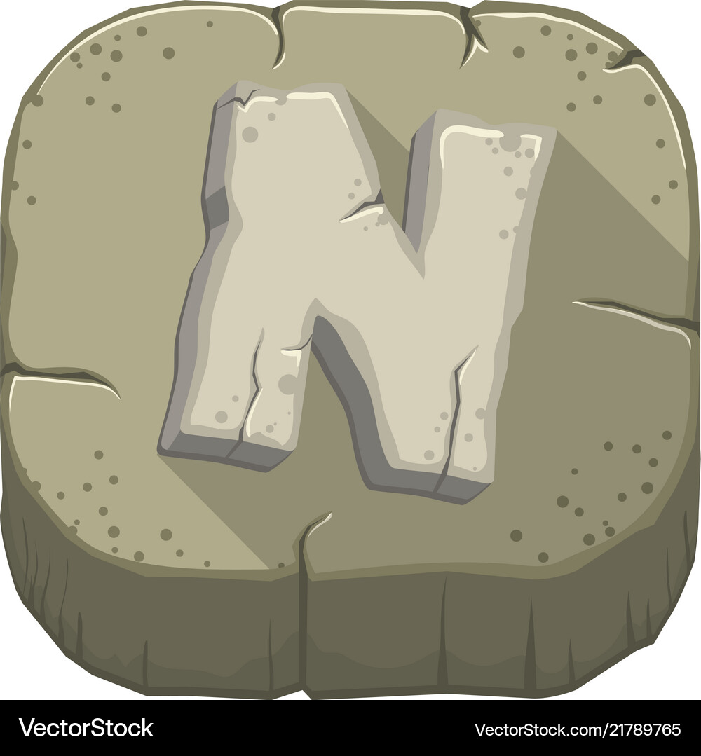 Letter n carved from stone Royalty Free Vector Image