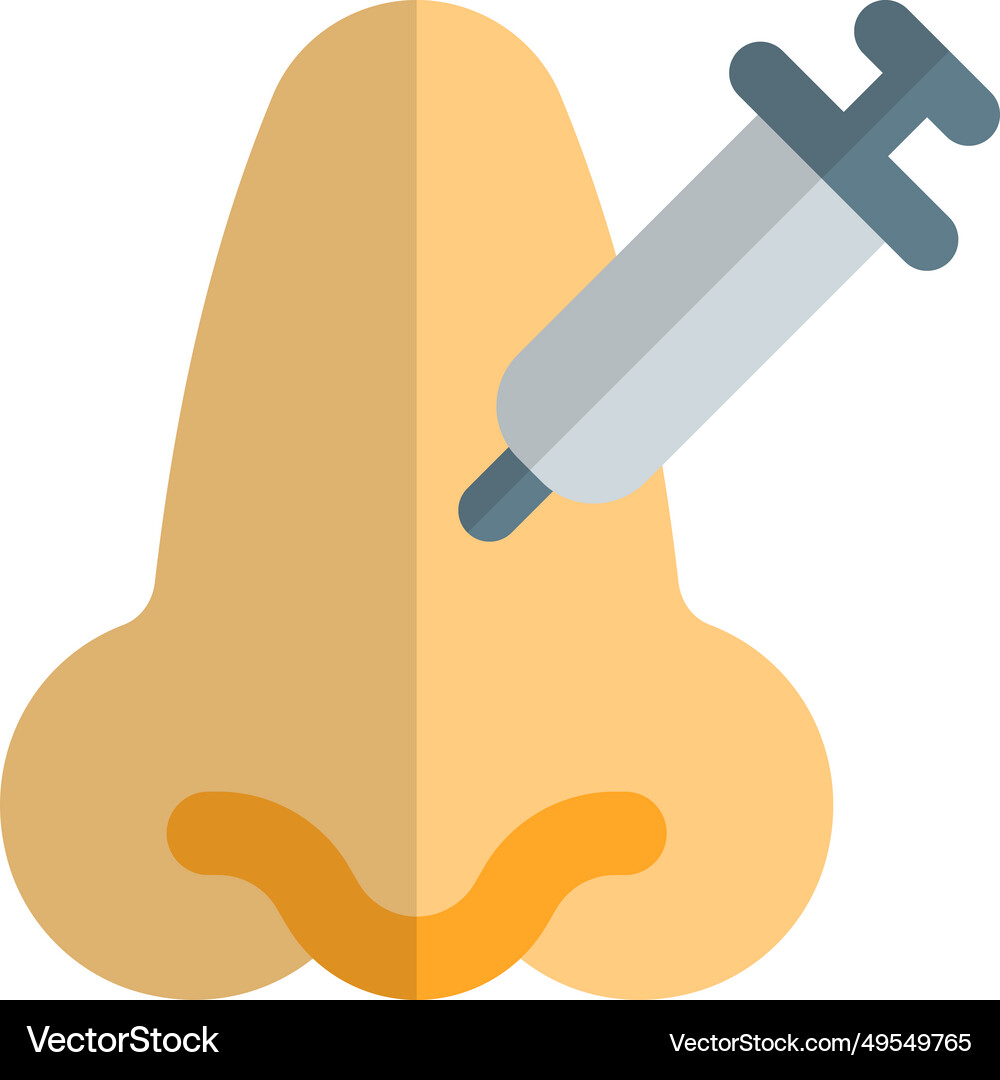 Local anesthesia injection short applied for nose Vector Image
