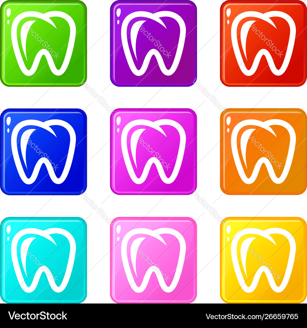 Molar icons set 9 color collection Royalty Free Vector Image