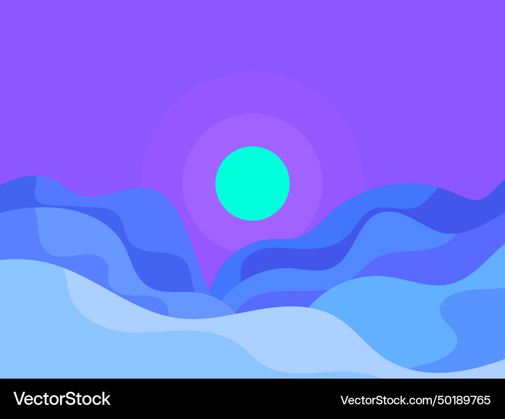 Night wavy landscape with the moon Royalty Free Vector Image