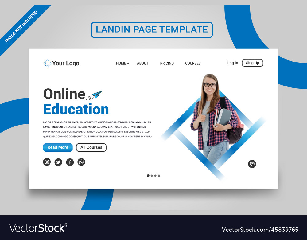 Online education website landing page design Vector Image