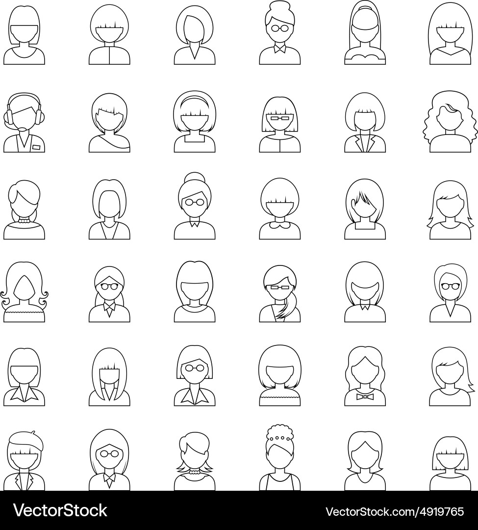 Outline set people icons Royalty Free Vector Image