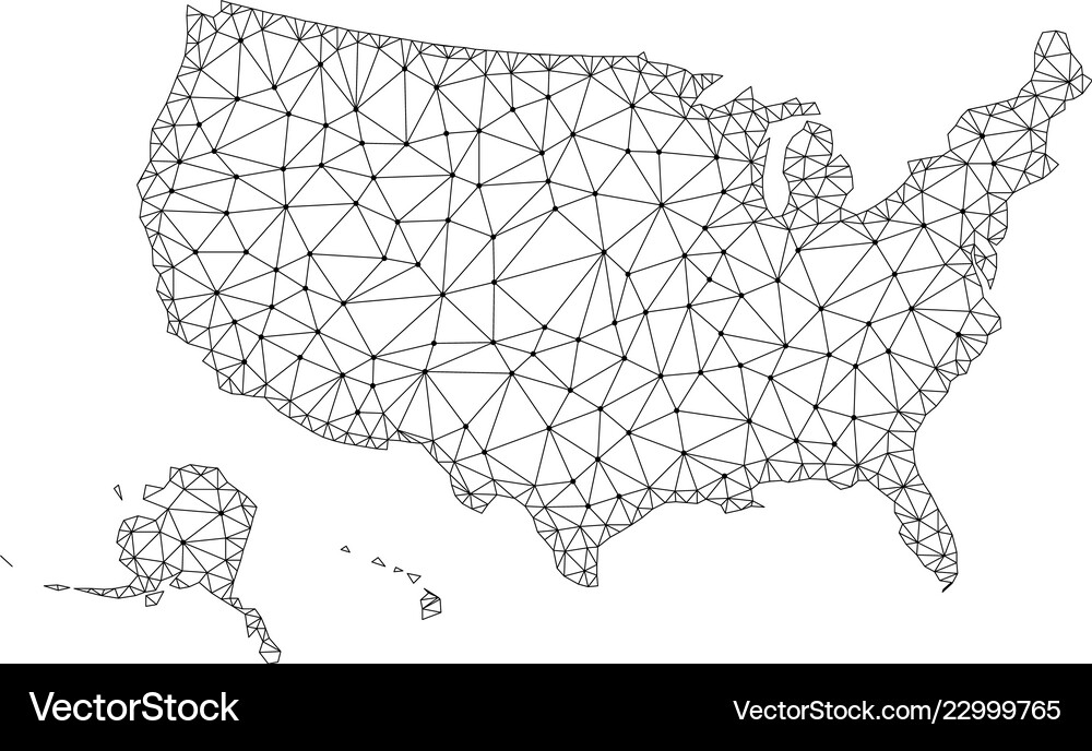 Polygonal wire frame mesh map of usa Royalty Free Vector