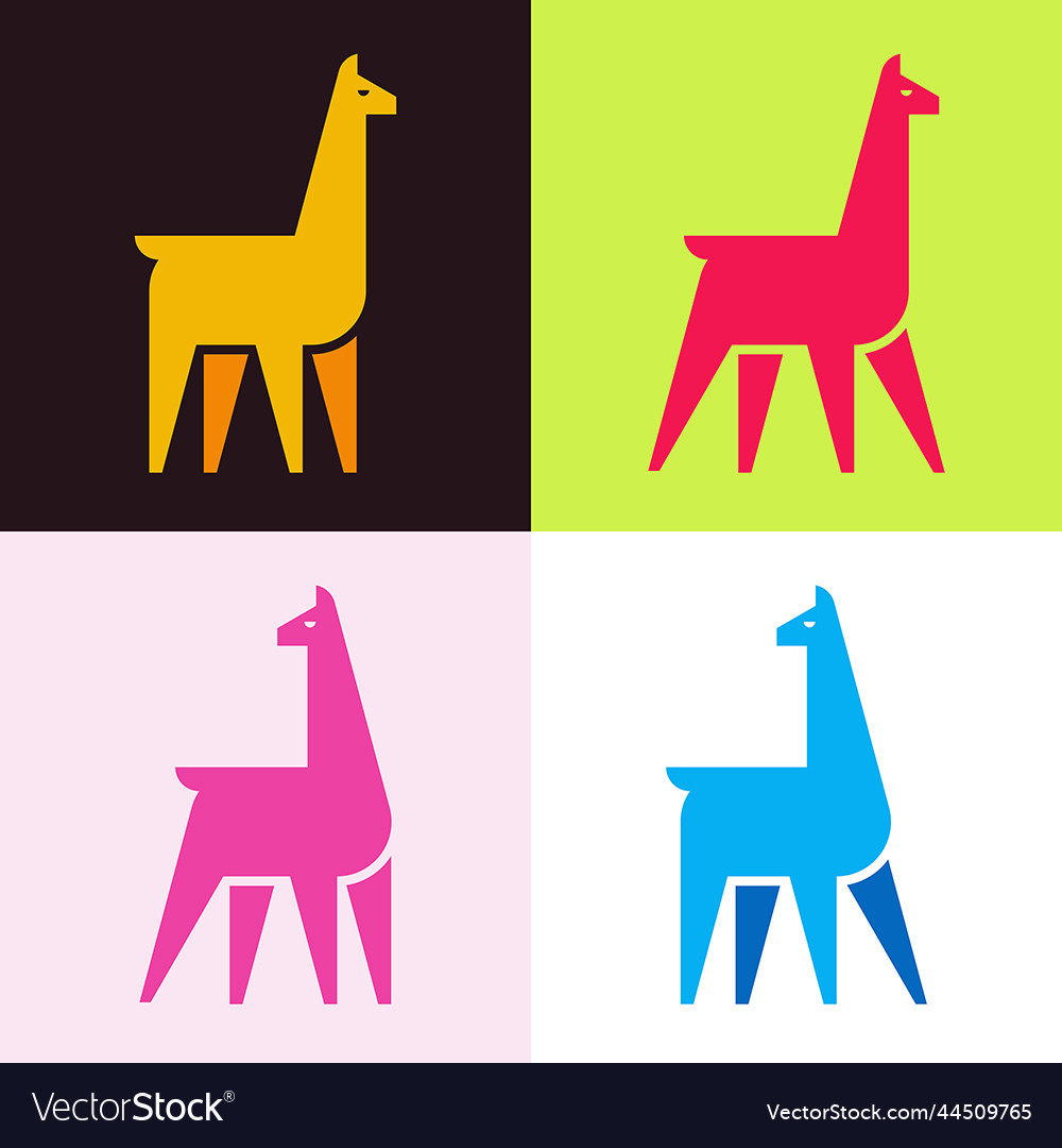 Set of llama Royalty Free Vector Image - VectorStock