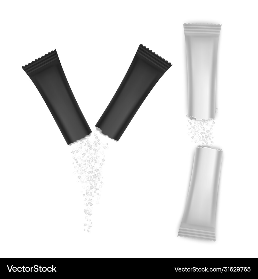 Set sugar sachet icon or container with salt Vector Image