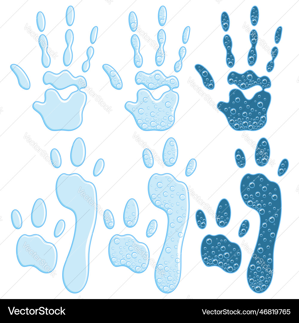 Set with alien footprint handprint Royalty Free Vector Image