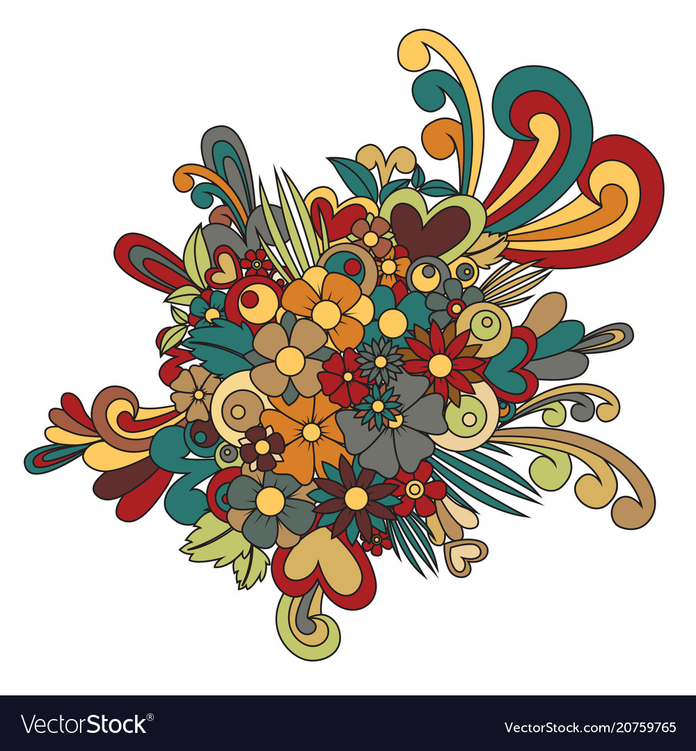 Tangle pattern abstract flowers Royalty Free Vector Image