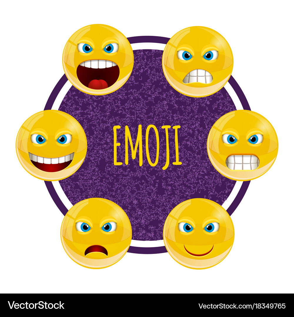 Yellow smiley emoticons emoji Royalty Free Vector Image