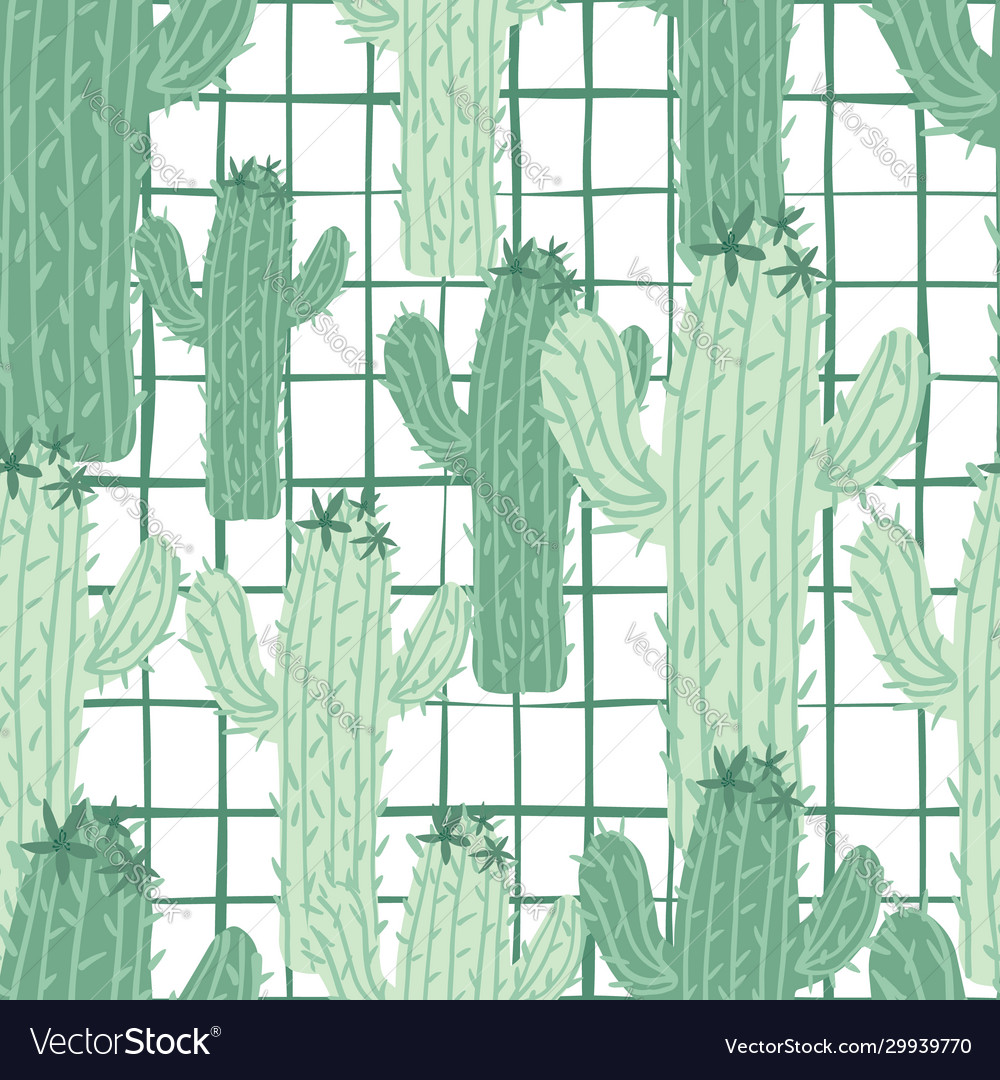 Abstract cactus seamless pattern green cacti Vector Image