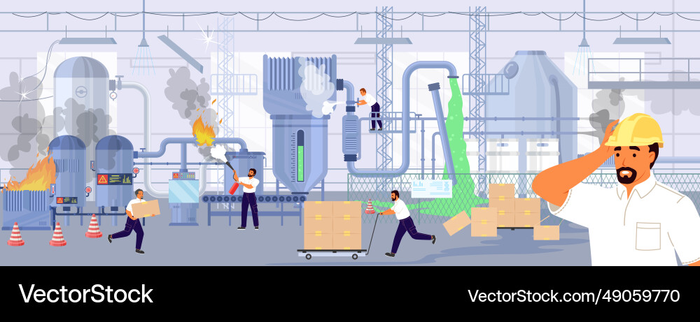 Accident on plant with shocked Royalty Free Vector Image
