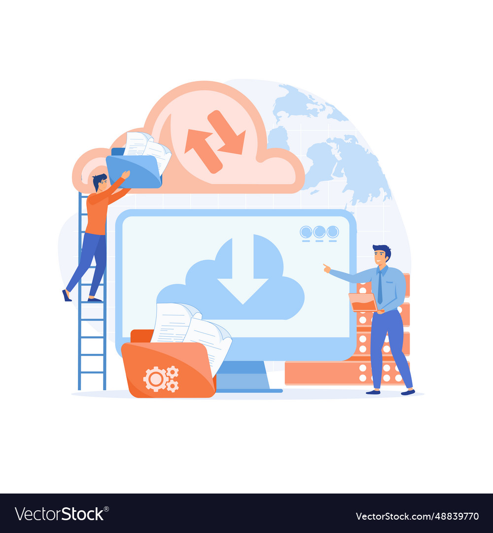 Cloud technology people storing data Royalty Free Vector Cloud technology people storing data Royalty Free Vector