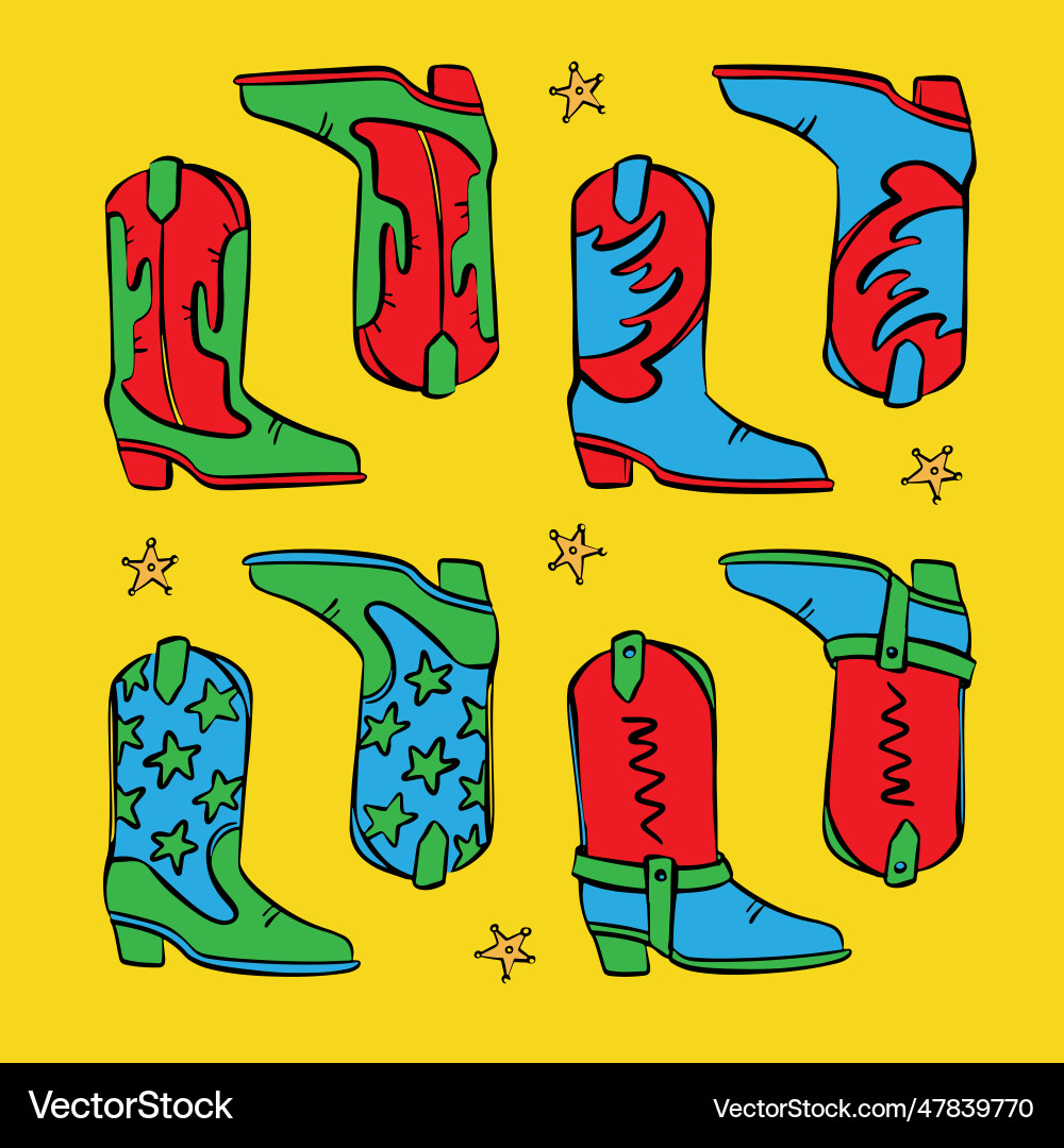 Cowboy boots on yellow background Royalty Free Vector Image