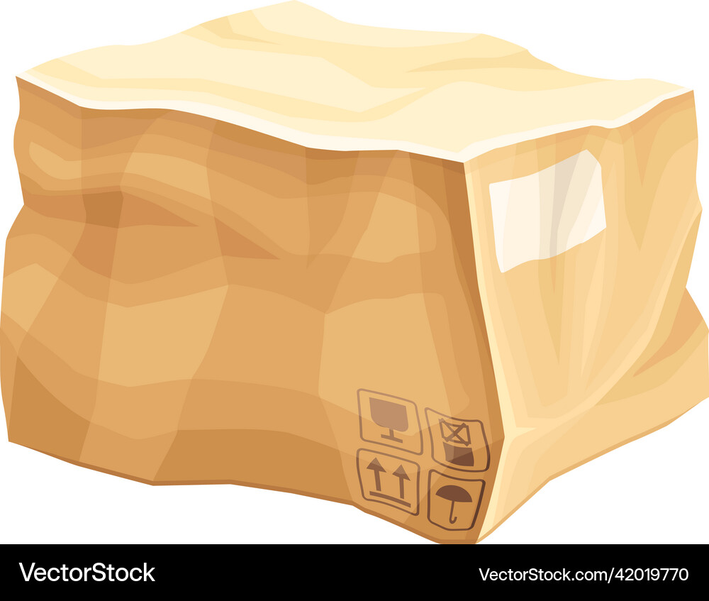 Crumpled cardboard box with corrugated sides Vector Image