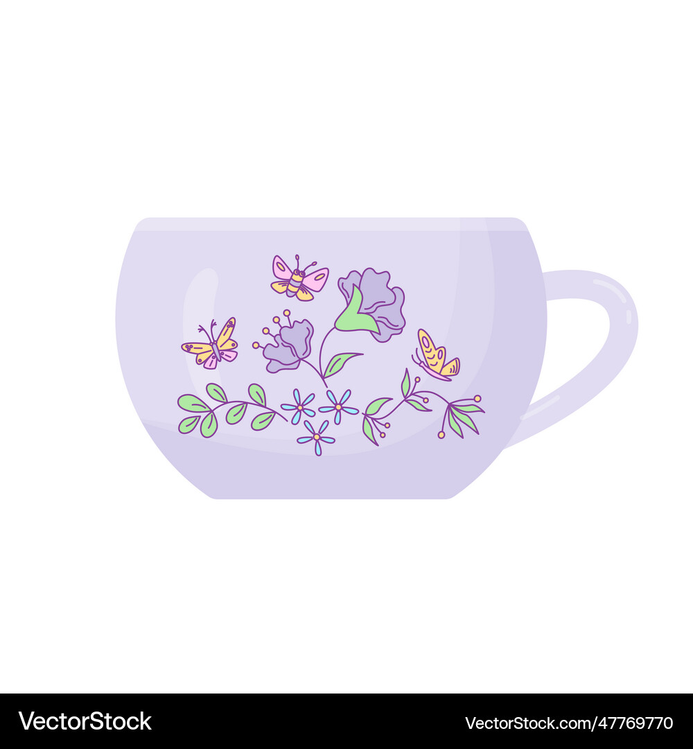 Cup decorated by floral drawing Royalty Free Vector Image
