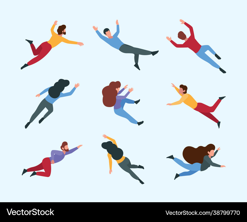 Flying persons moving and dreaming people Vector Image
