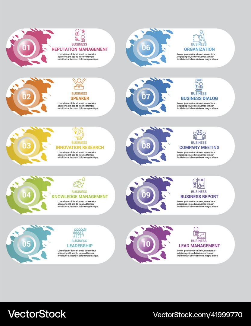 Infographic reputation management icons 10 Vector Image