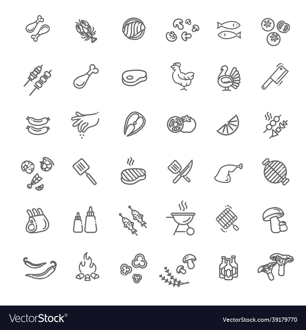 Line barbecue icons set on white background Vector Image