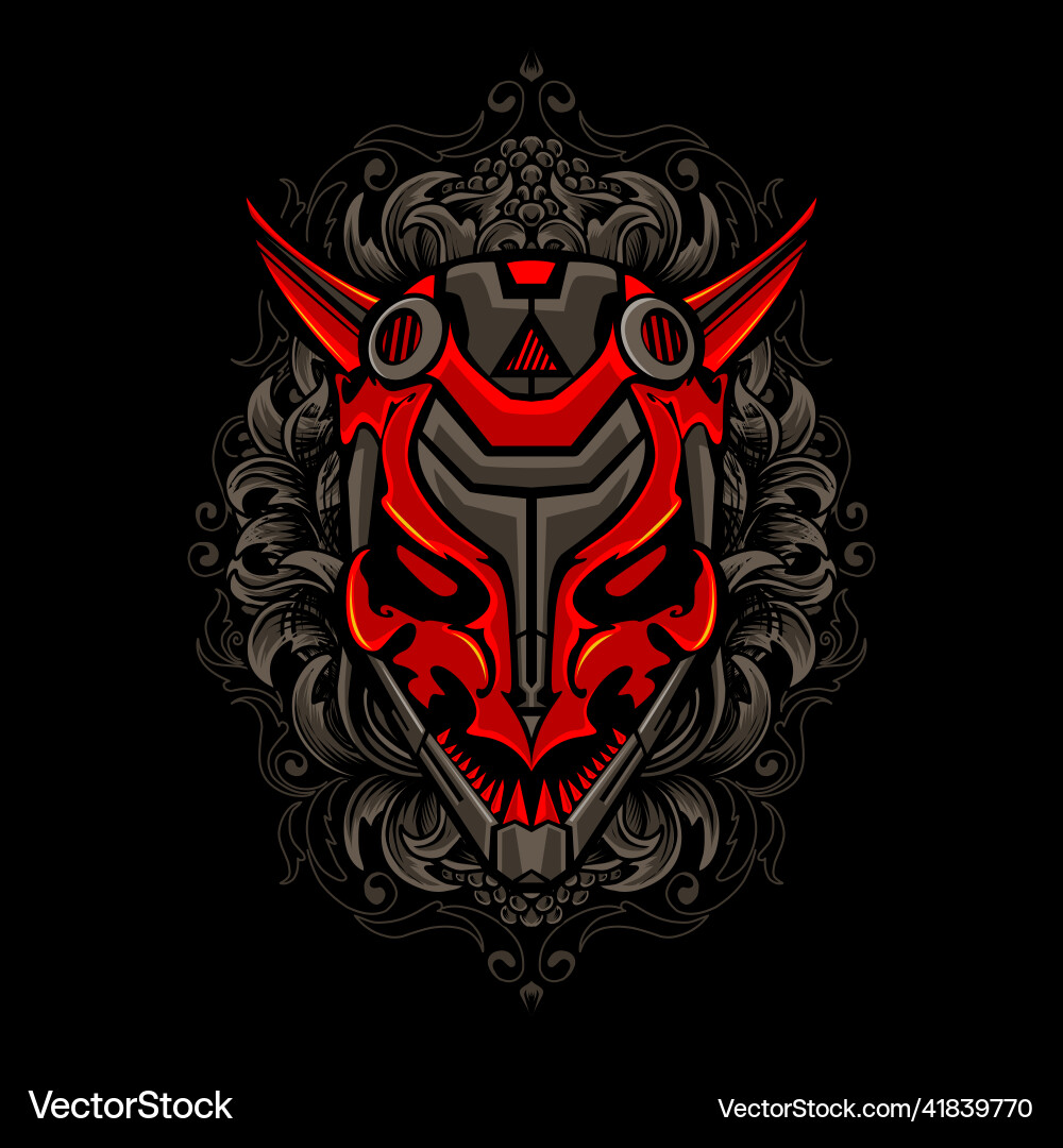 Mystical fantasy oni head Royalty Free Vector Image