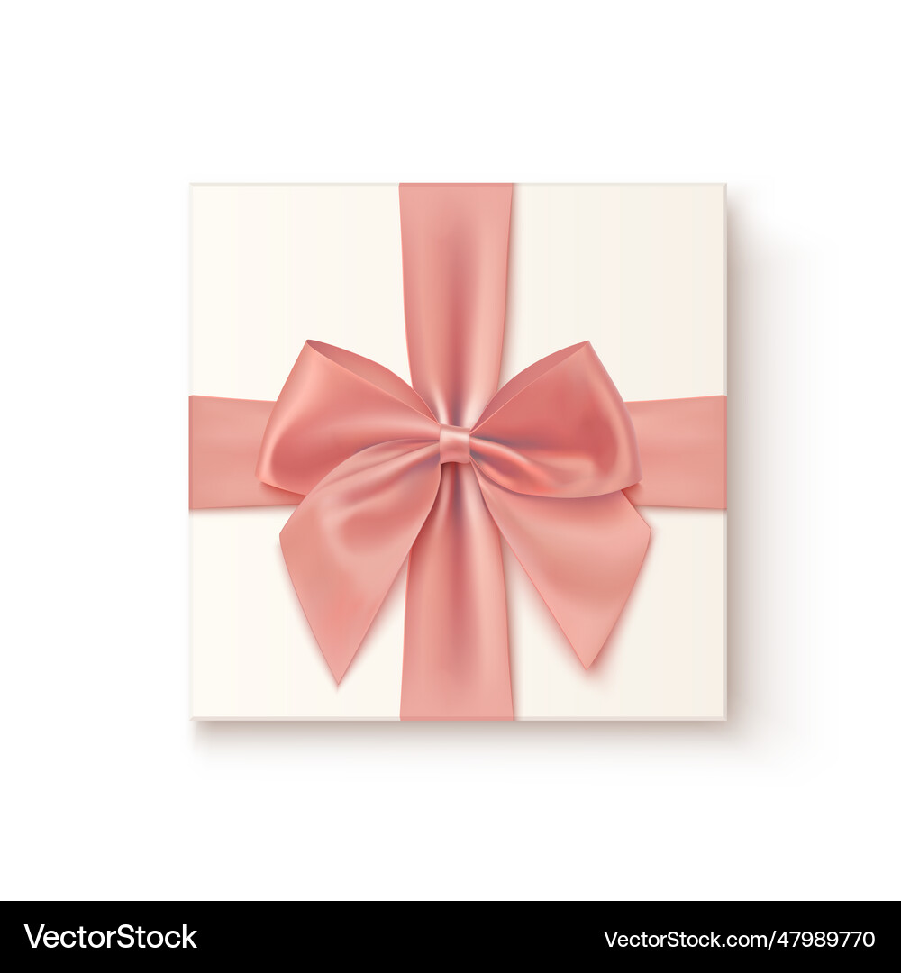 Realistic gift icon with pink bow isolated Vector Image