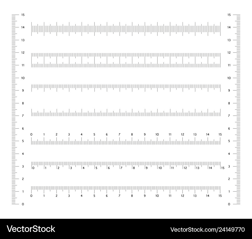 Set measuring scales for school ruler Royalty Free Vector